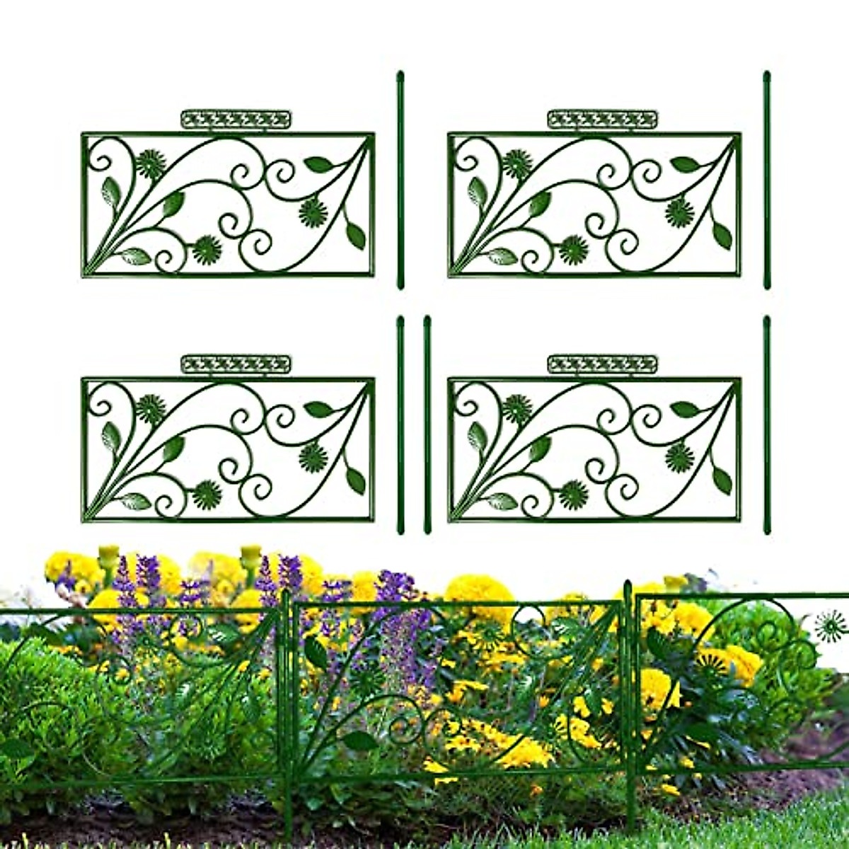 Garden Fence Panels, Rustproof Decorative Panel Barrier, Small No Dig Garden Fencing, Garden Border for Yard Landscape Outdoor Decor