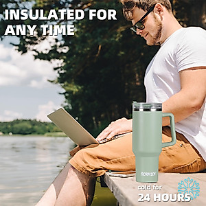 Boraijoe 40 oz Tumbler with Handle and Straw,Reusable Stainless Steel Water Bottle Travel Mug Insulated Cup,Double Wall Vacuum 100% Leak-proof Travel Coffee Mug(Earth Tone)