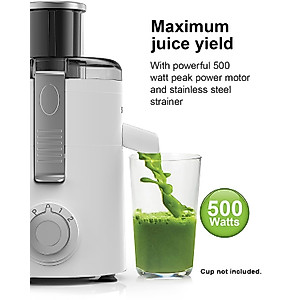 Juicer Machines, SiFENE Compact Centrifugal Juicer Extractor, Juice Maker for Vegetable and Fruit with 3-Speed Setting, Non-BPA, Easy to Clean (White)