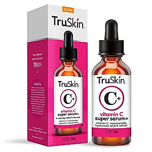 TruSkin Vitamin C-Plus Super Serum, Anti Aging Anti-Wrinkle Facial Serum with Niacinamide, Retinol, Hyaluronic Acid, and Salicylic Acid, 1 oz