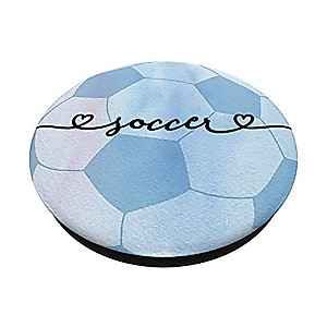 I Love Soccer Light Blue Pastel Tie Dye Aesthetic PopSockets Swappable PopGrip