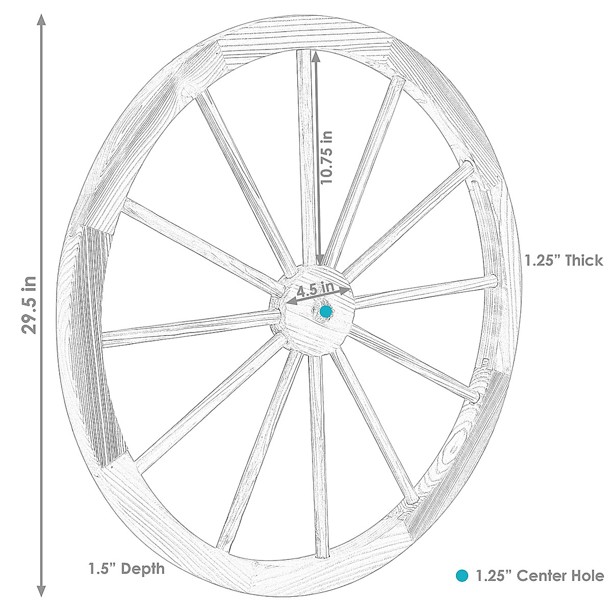 Sunnydaze 29-Inch Decorative Fir Wood Wagon Wheel - Rustic Western Indoor and Outdoor Decor - White - Set of 2
