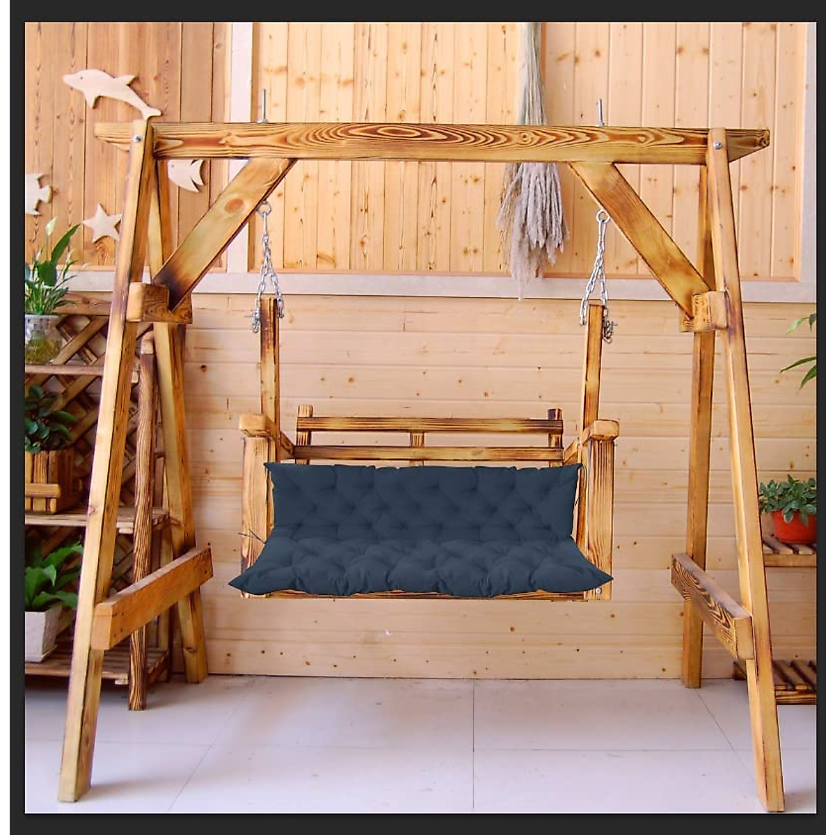 Replacement Cushions for Outdoor Swing, Swing Replacement Cushions with 6 Ties, 2-3 Seat Swing Cushions for Outdoor Furniture, for Garden Benches, Swings,Sofa (Fruit Green,59x39.3x3.1)…