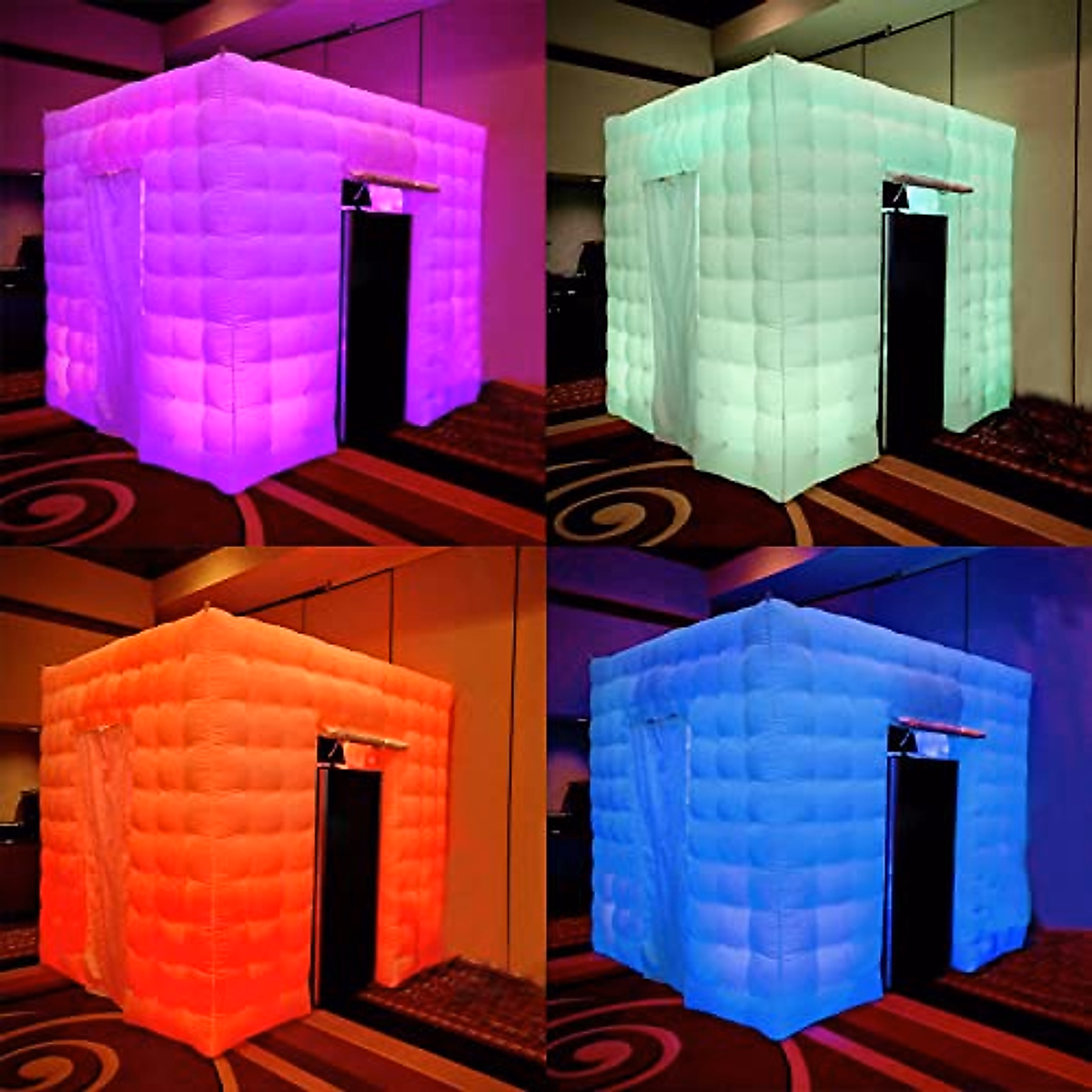 Portable Inflatable Photo Booth Enclosure (White, Two Doors, 8.2x8.2x8.2ft), staelea Inflatable LED Photo Booth Tent with Air Blower and Remote Controller, Photo Booth Backdrop for Wedding Event