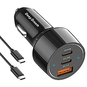USB C Car Charger 48W, Deep Dream USB C Car Adapter Fast Charging, PD & QC3.0 Cigarette Lighter Adapter Compatible with iPad, iPhone 14 Plus Pro 13 12 11, Samsung Galaxy S23 S22 S21 S20, Google Pixel