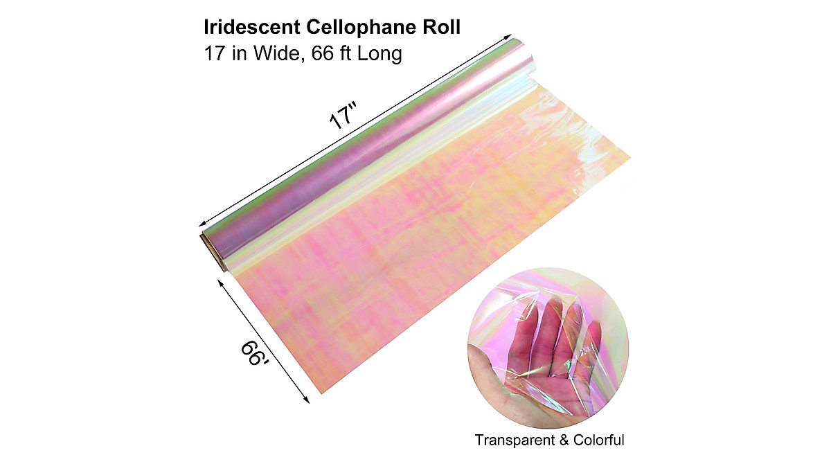 SYOGUA Iridescent Pink Cellophane Wrap – 66 ft Gift Wrap