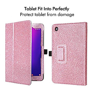 Caweet Joy Tab 2 / TCL Tab 8 Tablet Case, Leather Stand Cover for Alcatel Joy Tab 2 8.0" (9032Z) / Verizon TCL Tab 8 (9038s), Glitter Pink
