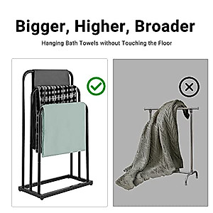 MallKing Freestanding Towel Rack, 3-Tier Metal Towel Holder for Bathroom, Storage Rack for Towels and Bath Towels(Black)