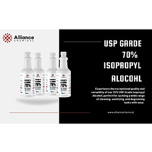 Isopropyl Alcohol (IPA) 70% - USP Medical Grade - 1 Gallon (4 x 32 FL Oz Bottles) - Rubbing Alcohol with Leak Proof Seals - Alliance Chemical - Made in America