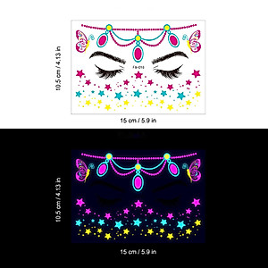 Glow In The Dark Tattoos for Adults, Blacklight Neon Glow Temporary Tattoos Makeup Butterfly Tattoos Stickers for Halloween Glow In The Dark Party Supplies