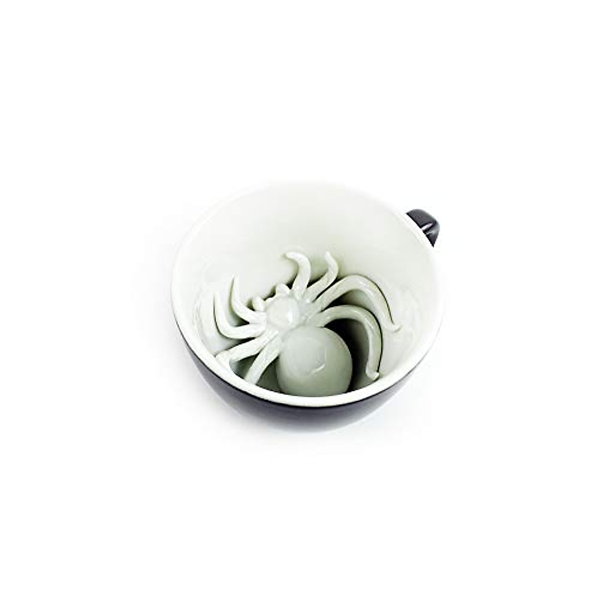 Creature Cups Spider Ceramic Cup (11 Ounce, Black Exterior) - Creepy Cups - Hidden Animal Inside Mug - Birthday, Halloween, Spooky Gift for Coffee & Tea Lovers