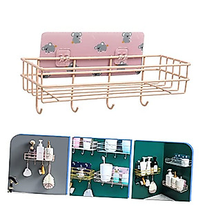 DOITOOL Wrought Iron Storage Rack Wall Baskets for Storage Cord Organizer Hitch Cargo Rack Wall Hanging Baskets for Storage No Shower Caddy Basket Shelf Wall-Mounted Wire Rack Vanity Shelf