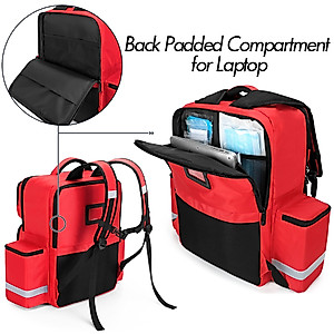 Trunab Emergency Medical Backpack 50L Responder Trauma Bag for EMT, Home Care, Red