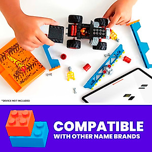 MEGA Hot Wheels Monster Trucks Toy Car Building Set, Smash & Crash Bone Shaker Crush Course with 151 Pieces, 1 Micro Figure Driver, Red, Age 5+ Years