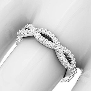 Sterling Silver Infinity Twist Wedding Ring Half-circle Genuine Moissanite Matching Ring For Women (10)