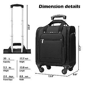 Coolife Luggage Underseat Luggage Carry On Suitcase Softside Luggage Lightweight Rolling Travel Bag Spinner Luggage