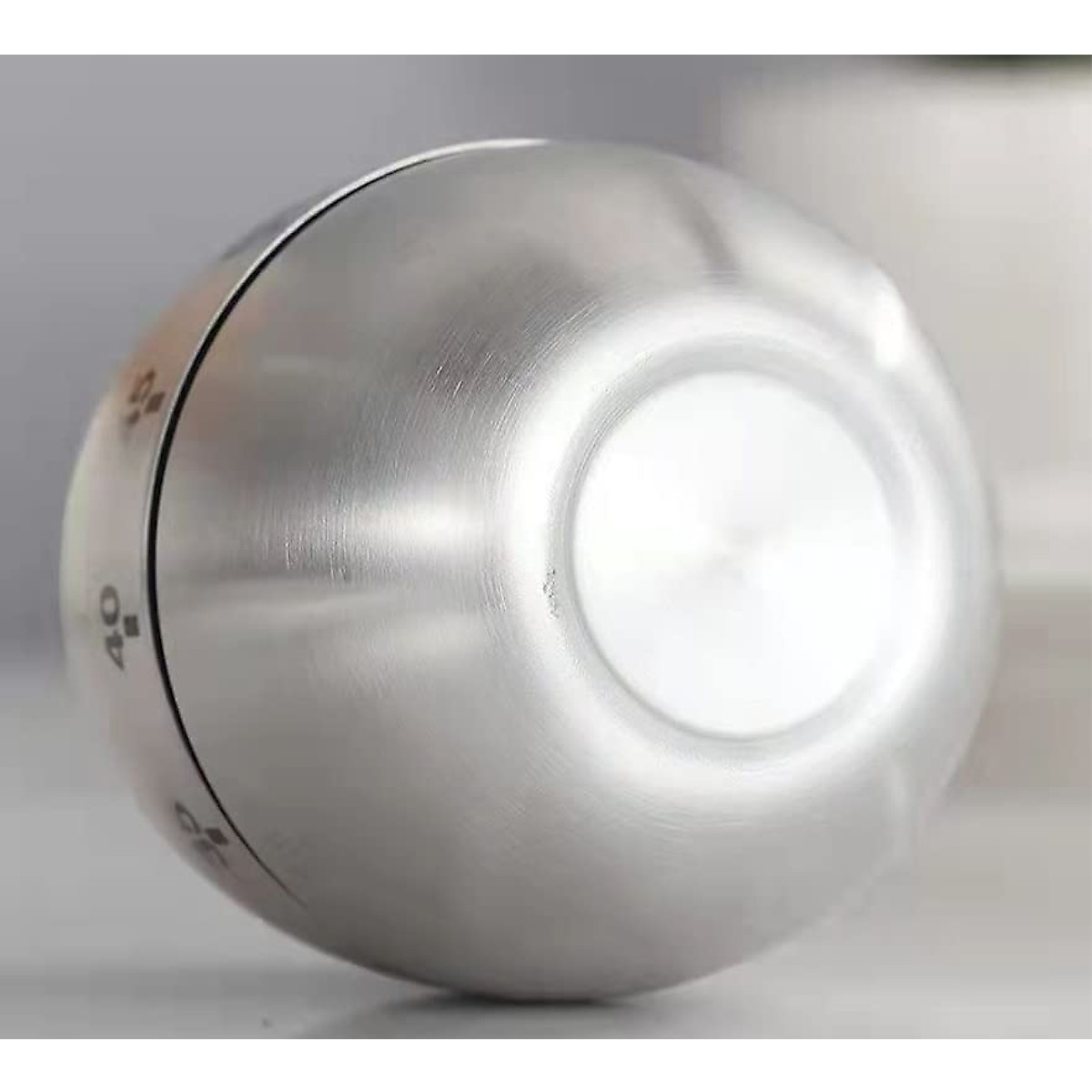 Egg Timer Stainless Steel Mechanical Rotating Alarm 60 Minutes Count Down Timer for Cooking Learning Egg Kitchen Timer（Silver，Egg Shape）