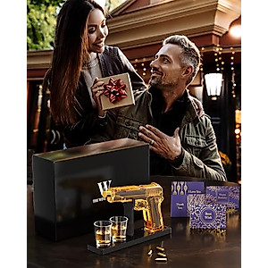 Gifts for Men Dad, 10.1 Oz Whiskey Decanter Set with 2 Glasses, Unique Dad Birthday Gift Ideas from Daughter Son, Personalized Liquor Dispenser for Liquor Scotch Bourbon Vodka