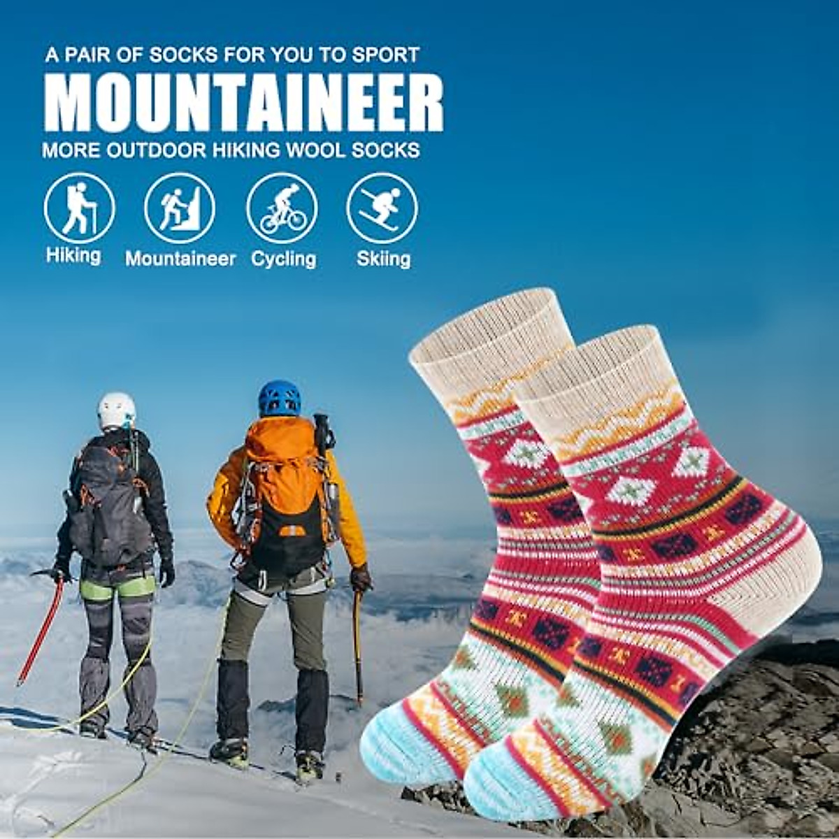 besky 5 Pairs Winter Wool Socks Women, Knit Thick Wool Soft Warm and Breathable Cozy Socks for Womens, Mountain Climbing, Skiing - Christmas Gifts