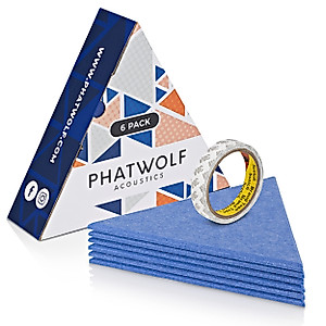 PHATWOLF 6 Pack Triangle Acoustic Panels for Soundproofing & Sound Dampening, High Density Decorative Sound Absorbing Panel for Wall, Home, Office & Studio Acoustic Treatment (Sky Blue)