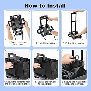 Housolution Rolling Cleaning Caddy Bag with Detachable Trolley, Professional Portable Large Cleaning Bag with Wheels, Wearable Cleaning Supply Bag with Handle on Wheels for Housekeepers