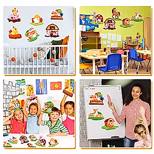 MWOOT 45 Pcs Farm Animals Cutout Double Sided Printing Cardboard Cutting,Paper Cut Bulletin Board Set with Glue Point Dots,Creative Cardstock for Kid Classroom Barnyard Party decor (15 Styles,15x15cm)