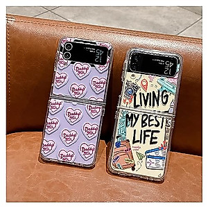 Phone case Pink Clear for Samsung Galaxy Z Flip 3 4 5G Z Flip3 Flip4 Zflip3 Shockproof Cover (Color : A, Size : for Z Flip 3)