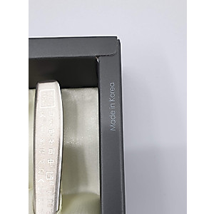 Korean Chopsticks Spoon 2 Set - METAL STAINLESS STEEL -Printed Hangul Characters (Hangul-Silver)