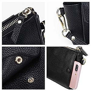 YALUXE Wristlet for Women Genuine Leather Crossbody Clutch Cellphone Smartphone Wallet Vintage Purse Travel