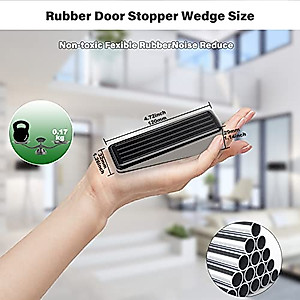 Vncczi Door Stoppers, 2 Pack Heavy Duty Door Stop Wedge Suits All Floors, Strong Metal Door Stoppers for Bottom of Door. (2, Frosted Black)