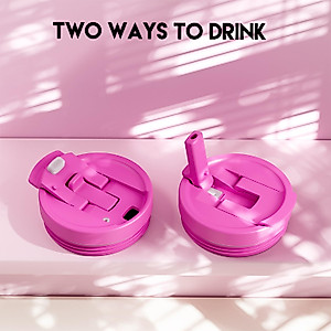 Meoky 32 oz Tumbler with Handle and Flip Straw, 100% Leakproof Tumbler with Lid and Straw, Stainless Steel Insulated Cup, Cupholder Friendly, Keeps Cold for 24 Hours (Carnival)