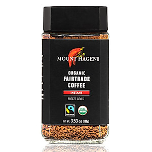 Mount Hagen 3.53oz Organic Freeze Dried Instant Coffee - 2 pack | Eco-friendly Coffee Made From Organic Medium Roast Arabica Beans | Fair-Trade Coffee Instant [2 x 3.53oz Jar]