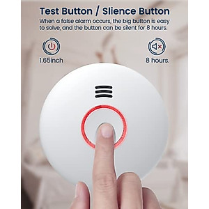 Ecoey WiFi Smoke Detector, WiFi Smoke Alarm with Photoelectric Technology and LED, Smoke Alarm with Test&Silence Function and Low Battery Warning for Home (Not 5G), TUYA APP, FJ158D-H04, 2 Packs