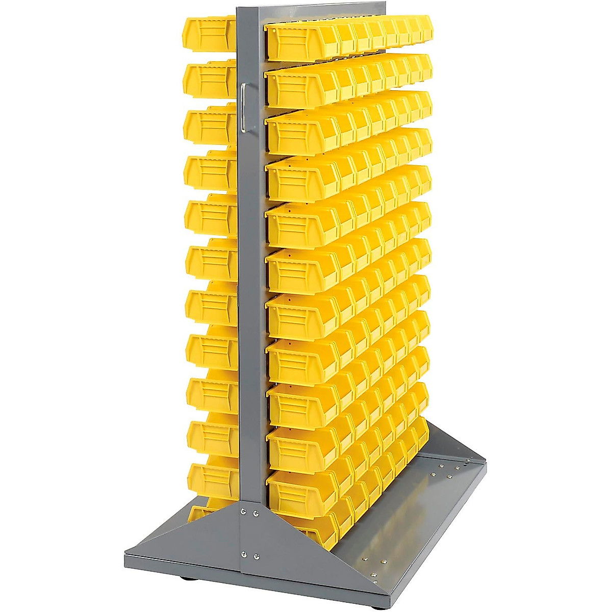 Global Industrial Double-Sided Mobile Rack with (192) Yellow Bins, 36x25-1/2x55