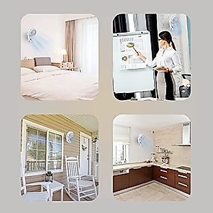 Heal Smart 7 inch Wall Mount Fan, 3 Speeds & 3 Modes, 15 Hours Timer, 60° Oscillating Circulating Fan, with Remote Control, Air Circulation Fan for Indoor Use, White