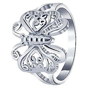 Gem Avenue 925 Sterling Silver Butterfly Ring with a Polished Finish, Perfect for Women who Wear Size 7
