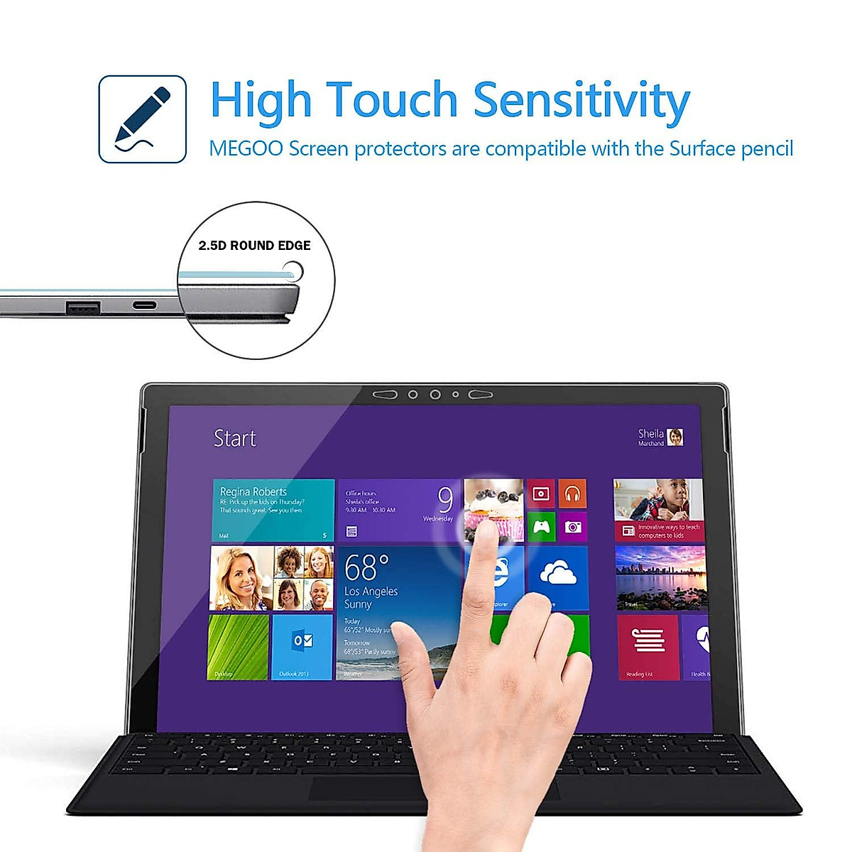 Megoo [2 pack] Screen Protector for Surface Pro 7 Plus/Surface Pro 7, Ultra Clear/High Response/Tempered Glass, Compatible for Microsoft Surface Pro 7 12.3 Inch (2019 Release)