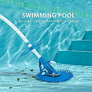 VIVOHOME Upgraded Automatic Inground Above Ground Suction Swimming Pool Sweeper Vacuum Cleaner with 14 2.62 ft Hoses Blue and White