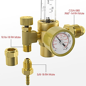 YESWELDER CO2 Argon Gas Regulator, Argon flow meter regulator with 8ft Gas Hose for MIG TIG Welder