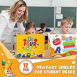 Zhehao 12 Pack Privacy Boards for Student Classroom Desk Dividers Privacy Folders for Student Desks Partition Panel for Teacher Student School Office Home Supplies, 6 Styles