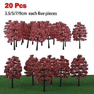 MANGOUSONG Miniature Trees,20Pcs Model Trees Train Railroad Park Scenery Plastic Flower Trees HO N Z Scale Building Model Sand Table Model