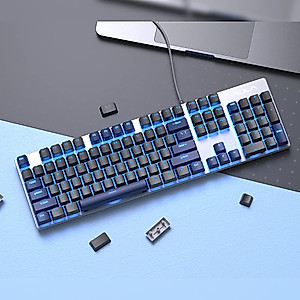 Double Shot Keycap 21-Keys Light Transmitting for General Mechanical Keyboards, Non-Slip Wear-Resistant Enlish(US) Layout (Blue)