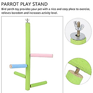 Wood Toys Perch Wood Parrot Perch Stand Paw Grinding Stick 4- Level Bird Ladder Toy Parrot Cage Accessories for Conures Cockatiels Lovebirds Small Parakeets Parrotlets Wooden Toys