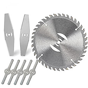 8 Pack Grass Trimmer Blade Heads Replacements- 40 T Blade & 2 Stainless Steel Blade & 5pcs Plastic Blades, Carbide Blade Tip Brush Cutter Trimmer Weed Eater Blade for Electric Lawn Mower Set