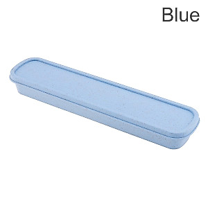 OriGlam 1pcs Portable Flatware Box Travel Tableware Storage Case Box, Utensil Case Flatware Storage Box for Cutlery Kit (Blue)