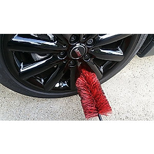 EZ Detail Brush Big - Red - Wheel Rim Cleaner for Cars, Bike, Trucks, Motorcycle, and Other Vehicles. Non-Scratch Auto Detailing Tool, Easily reaches Nook and Crannies