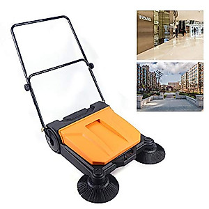 DNYSYSJ 26" Industrial Walk-Behind Floor Sweeper Foldable Hand-Push Floor Cleaning Machine Heavy Duty for Outdoor Driveway