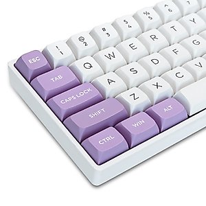 Womier PBT keycaps Set,White/Purple Key Cap,Custom Keyboard keycaps 60 75 100 Percent,Double Shot,ISA Profile caps for MX Switches Mechanical Keyboard(189key,only keycaps)