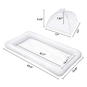 HBlife Inflatable Serving Bar & Food Umbrella Mesh Cover Screen Tent Set, Party Supplies Set for Picnics Pool Bar Outside, 2 Inflatable Tray, 6 Food Tents/Food Covers for Outdoors (White)