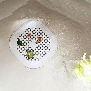 DISPRA Shower Drain Hair Catcher, Silicone Drain Protector, Durable Silicone Hair Stopper, Shower Drain Covers, Easy to Install and Clean, Bathtub Drain Cover for Kitchen Bathroom, White/Grey